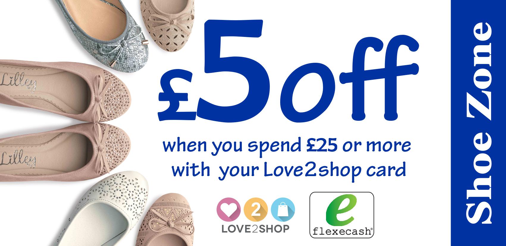 £5 off at Shoe Zone with your Love2shop flexecash Card | Love2shop Offers