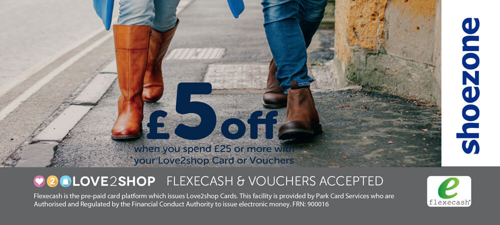 £5 off when you spend £25 or more with Love2shop at Shoe Zone